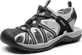Dream Pairs Sandales Sport pour Femmes Antid&eacute;rapantes et L&eacute;g&egrave;res Sandale de Ext&eacute;rieur Athl&eacute;tiques Chaussure d&eacute;t&eacute; Confortable,Size 38.5,Noir/Gris Clair,DWUMST2502