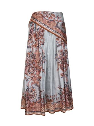 Zimmermann Womens Midi Skirt Aster Silk Habotai Multicolour