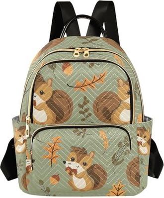 Mnsruu Mini sac à dos pour femme, écureuil, glands, feuilles de chêne, petit sac à dos tendance pour femme, sac à dos décontracté, Multi167, M
