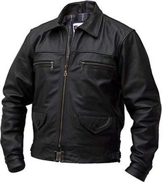 Noble House Homme Blouson daviateur Hartmann Véritable Cuir de Cheval Argentin Noir (XXXXL)