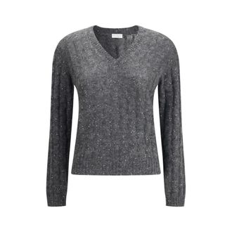 Brunello Cucinelli Femme, Pulls, Gris, Taille: 44 FR Dazzling Cable Sweater