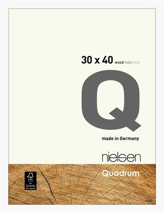 Nielsen Design Bilderrahmen, 30 x 40 cm, Holz, Reinwei&szlig;, Fotorahmen zum Aufh&auml;ngen im Hoch- & Querformat, Echtglas, Quadrum
