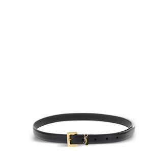 Saint Laurent Cassandre Grained-leather Belt