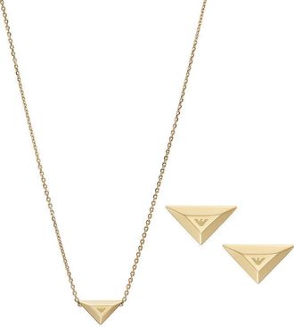 Emporio Armani Damenset Kette Ohrringe Edelstahl goldfarben, EGS3160SET