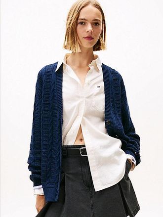 Tommy Hilfiger Cardigan en maille torsadée à drapeau Tommy