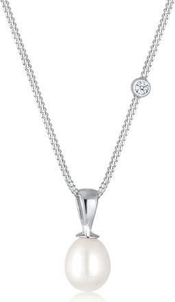 Elli Halskette - Halskette S&uuml;&szlig;wasserzuchtperle Diamant 925 Sterling - Gr. unisize - in Wei&szlig; - f&uuml;r Damen