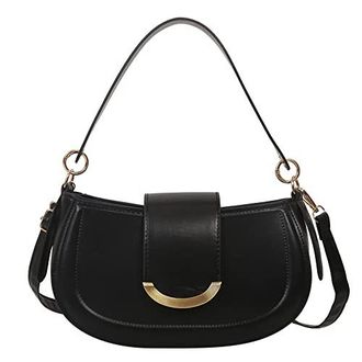 Generic Sac &agrave; bandouli&egrave;re tendance pour femme en cuir et sac &agrave; main pour tous les jours, sac &agrave; bandouli&egrave;re d&eacute;contract&eacute;, petit croissant, Noir, small