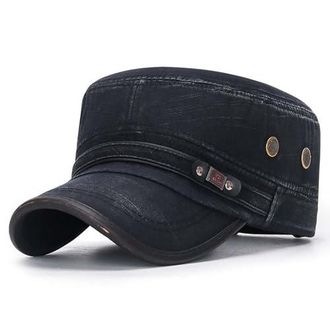 Generic Casquette unisexe en coton lav&eacute; - Chapeau de corps - Dessus plat - Pour hommes et femmes - Casquettes &agrave; visi&egrave;re pour hommes, Noir, S