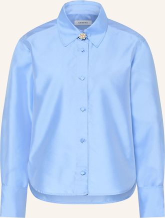 Sandro Sandro Hemdbluse Aus Satin Mit Schmuckperlen blau