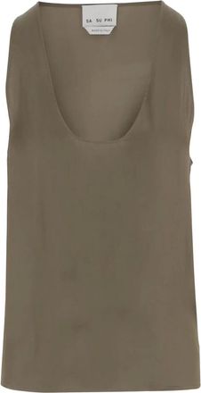 SA SU PHI Femme, Tops, Brun, Taille: 42 FR D&eacute;bardeur en Viscose