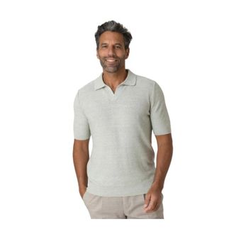 Gran Sasso Polo vert deau col skipper maille crochet&eacute;e - Homme - Tops - Vert - Taille: 4XL