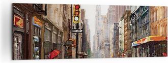Arttor Panorama Bilder auf Leinwand 160x50cm Leinwandbild New York Aquarell Groß XXL Wanddeko Bild Schlafzimmer Küche Wandbilder Dekoration Wohnzimmer Wall D