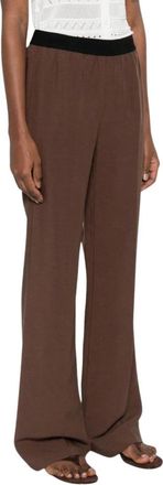 Ermanno Scervino Femme, Pantalons, Brun, Taille: 40 FR Wide Pantalons