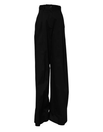 Dolce & Gabbana Womens Black Cotton Highwaist Wide Leg Pants Elastane