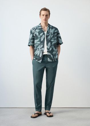 Mango Pantalon Lyocell regular-fit vert for&ecirc;t - Homme - 38 - MANGO MAN