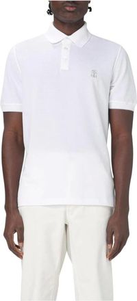 Brunello Cucinelli Homme, Tops, Blanc, Taille: 2XL Polo &agrave; Manches Courtes Coupe Classique
