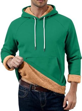 Generic Sweat &agrave; capuche pour homme - Cordon de serrage - T-shirt &agrave; manches longues - Couleur unie - Sweat &agrave; capuche doubl&eacute; - Confortable - Pull en polaire d&eacute;c