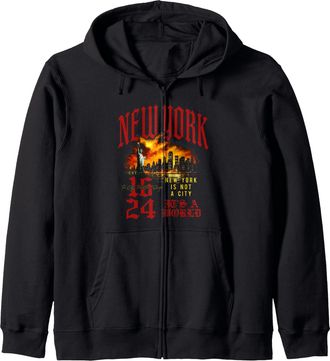 Trendy Apparel New York is Not A City Its A World Angel Back Kapuzenjacke