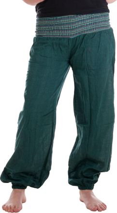 vishes Alternative Bekleidung - Sommer Chino Haremshose aus Baumwolle mit super elastischem Bund - handgewebt t&uuml;rkis