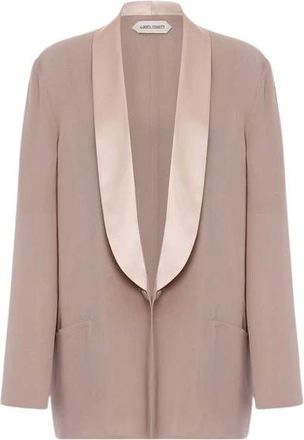 Alberta Ferretti Femme, Vestes, Beige, Taille: 38 FR Veste de Soir&eacute;e en Georgette &agrave; Col Contrastant
