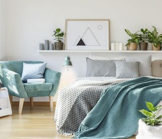 Lightbox Retro Wandlampe mit Zugschalter & schwenkbarem Kopf - in Hellblau - einstellbare Wandleuchte f&uuml;r das Schlafzimmer - 13 x 13 x 20 cm - E14, max. 28 W -