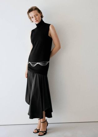 Mango Robe maille combin&eacute; asym&eacute;trique noir - Femme - XS - MANGO