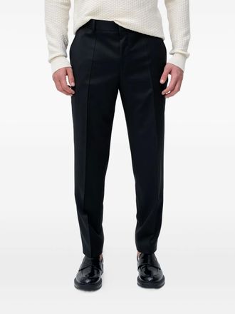 BOSS Schurwollhose mit Logo-Schild - Schwarz