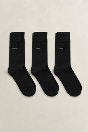 GANT Herren 3er-Pack Socken aus mercerisierter Baumwolle (43-45) Schwarz