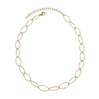 Dansk Copenhagen Ragna Waterproof 18K Gold Plated Oval Link Necklace - Structured Stainless Steel - Femme - Accessoires - Jaune - Taille: ONE Size