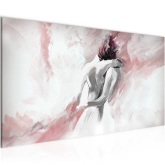 Runa Art Wandbild Abstrakt 100L x 40B cm Modern Bild auf Vlies Leinwand Rosa Grau Wohnzimmer Schlafzimmer B&uuml;ro Liebespaar Umarmung 051012b