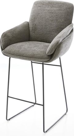 DELIFE Barstuhl Luan-Flex Boucl&eacute; Soft Schlamm Kufengestell Metall Schwarz, Barst&uuml;hle