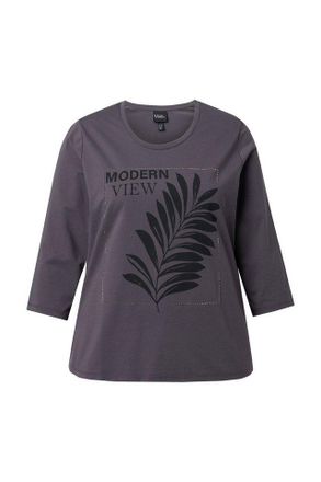 Ulla Popken T-Shirt Shirt Olivenzweig Classic Rundhals 3/4-Arm