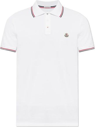 Moncler Homme, Tops, Blanc, Taille: 2XL Polo avec &eacute;cusson logo