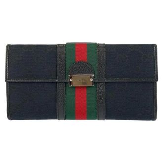 Gucci unisex, Pre-owned, Noir, Taille: ONE Size Portefeuille long GG Canvas Pre-owned