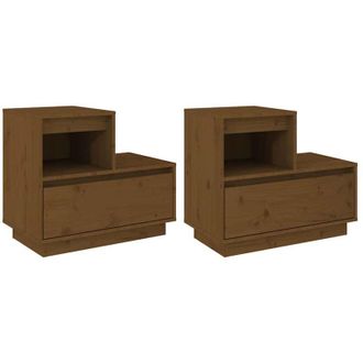 vidaXL Nachttische 2 Stk. Honigbraun 60x34x51 cm Massivholz Kiefer - Vidaxl