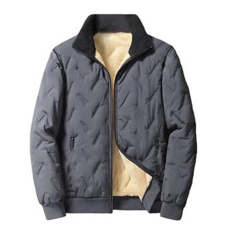 Generic Hommes Épais Chaud Décontracté Col Montant Fermeture Éclair Sports de Plein Air Vrac Daily Outwear, gris, L