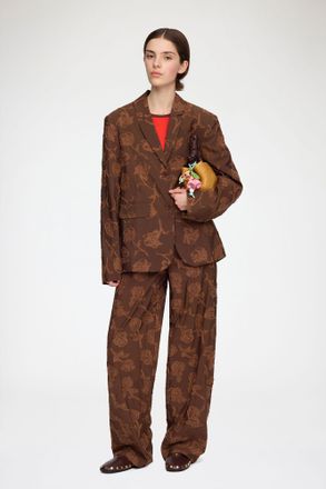Ganni Pantalon marron en fil coup&eacute; Cocoa - Pour Femme