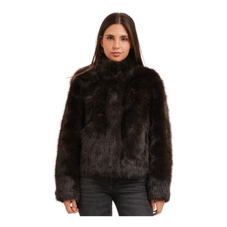 Yes-Zee Veste en fausse fourrure - Femme - Vestes - Brun - Taille: 42 FR