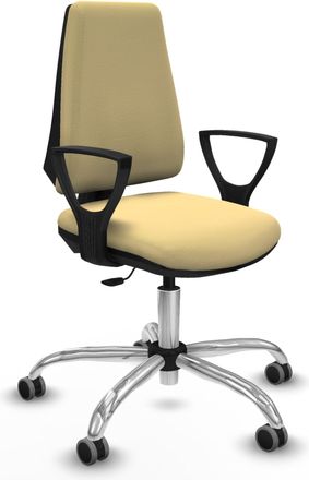 Piqueras y Crespo Idealer Stuhl f&uuml;r die Arbeit von Elche mit festen Armlehnen. Ausgestattet mit permanentem Basiskontakt und Schneideschaum. Mit Rollen von 65 mm Parket