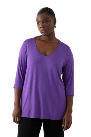 Ulla Popken Damen 3/4 Arm T-Shirt, Lila, 54-56 EU