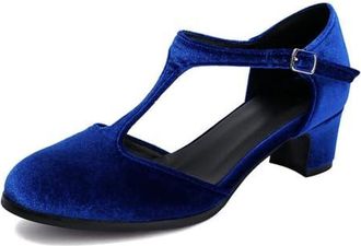 Generic Escarpins Mary Jane r&eacute;tro &agrave; talon bloc ferm&eacute; bout rond fermeture &agrave; boucle confortables d&eacute;contract&eacute;es Oxford pour femme, bleu, 40.5 EU