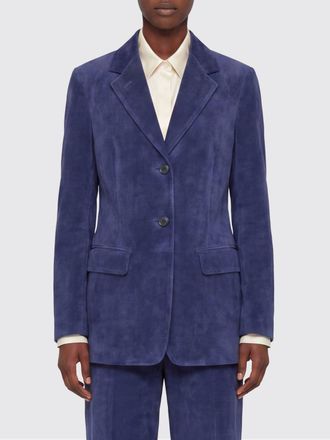 Jil Sander Blazer court &agrave; boutonnage simple en velours de coton et lin