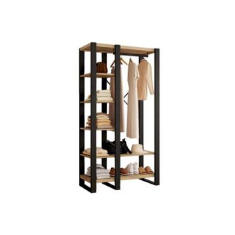 IDMarket Kleiderschrank Garderobe Regal ONYX Holz und Schwarz