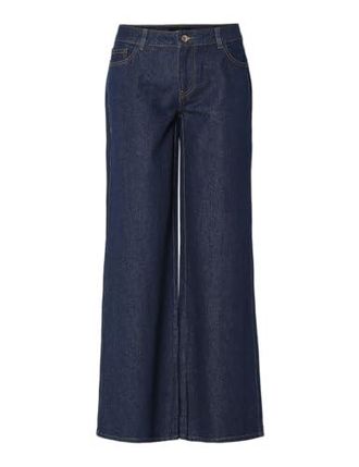 Pieces Pcselma LW Jean Large Rinse Noos BC, Bleu fonc&eacute; Denim, 30W x 30L