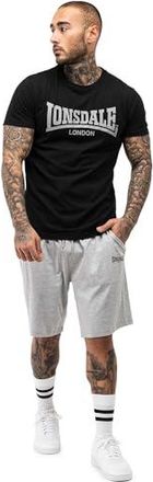 Lonsdale 117193 MOY Ensemble t-shirt et short pour homme, coupe normale, noir/gris marl, taille XXL, Noir/gris marl, XXL