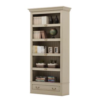 Maison Belfort home24 Bücherregal II Massivholz Pinie, lackiert Rück-, Seitenwände & Einlegeböden: MDF Mitteldichte Holzfaserplatte, lackiert Weiß/Beige/Hellbeige