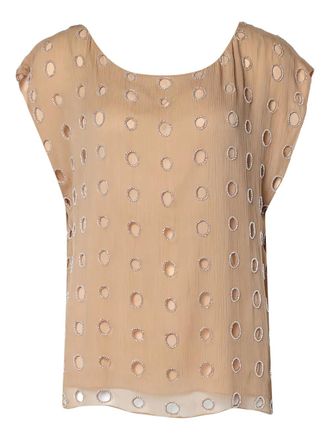 Alice & Olivia 2024 Perlenoberteil mit Cut-Out - Nude