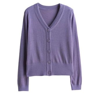 Generic Femmes 100% Laine Imitation Tricot Col V Cardigan Version Cor&eacute;enne Mode Bordure Or Top Printemps, Zi, Taille XL