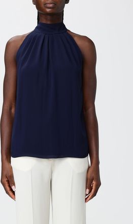 Hanita Blouse sans manches en satin avec col montant et design drap&eacute;