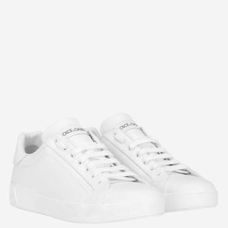 Dolce & Gabbana Mens Leather Sneakers Portofino White Trainers